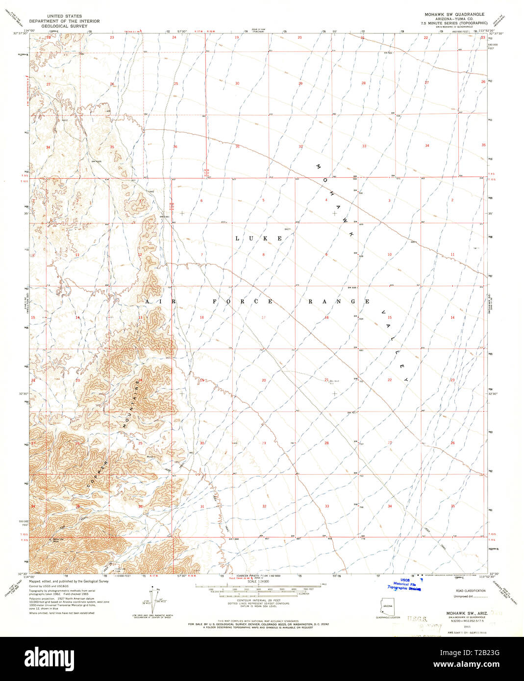 USGS TOPO Map Arizona AZ Mohawk SW 312422 1965 24000 Restoration Stock ...