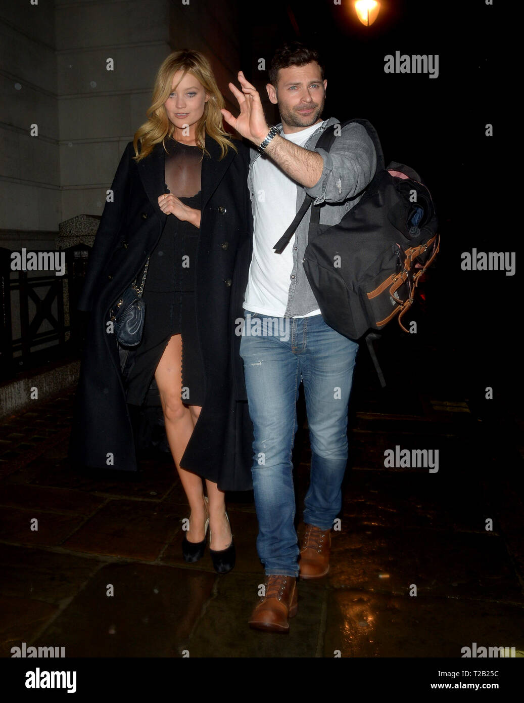 Laura Whitmore and Caroline Flack seen leaving The London Cabaret Club ...