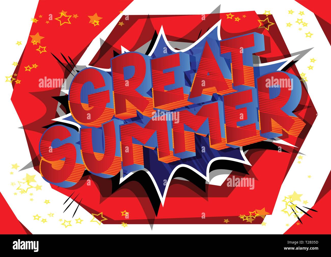 Great Summer - Vector illustrated comic book style phrase on abstract ...