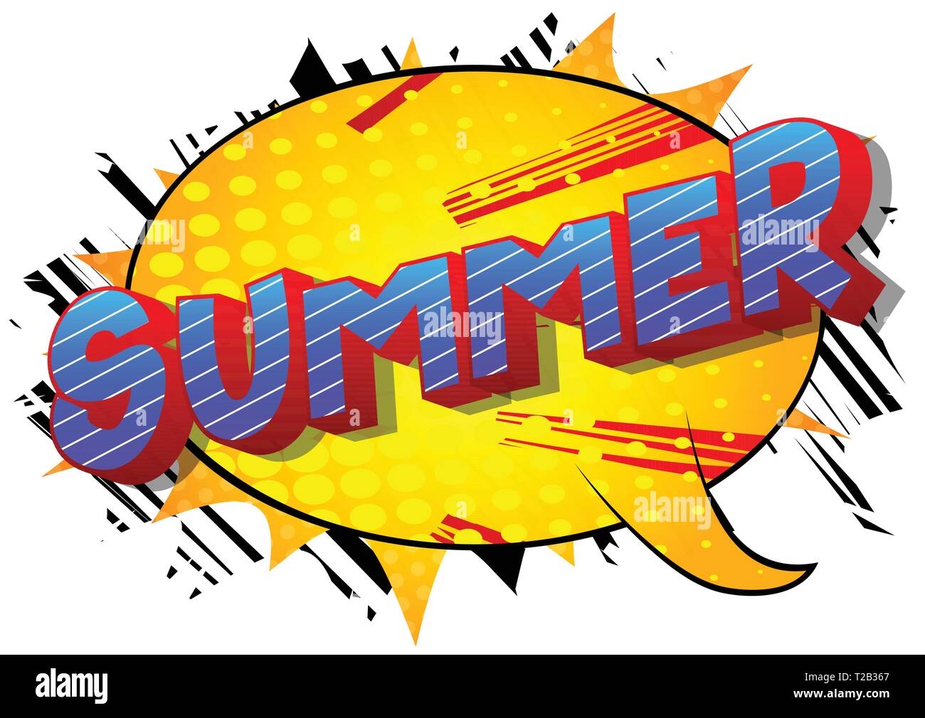 Summer - Vector illustrated comic book style phrase on abstract ...