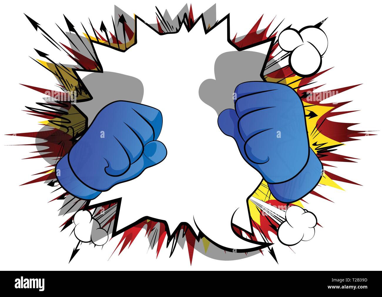 Vector cartoon hands ready to fight. Illustrated hand sign on comic ...