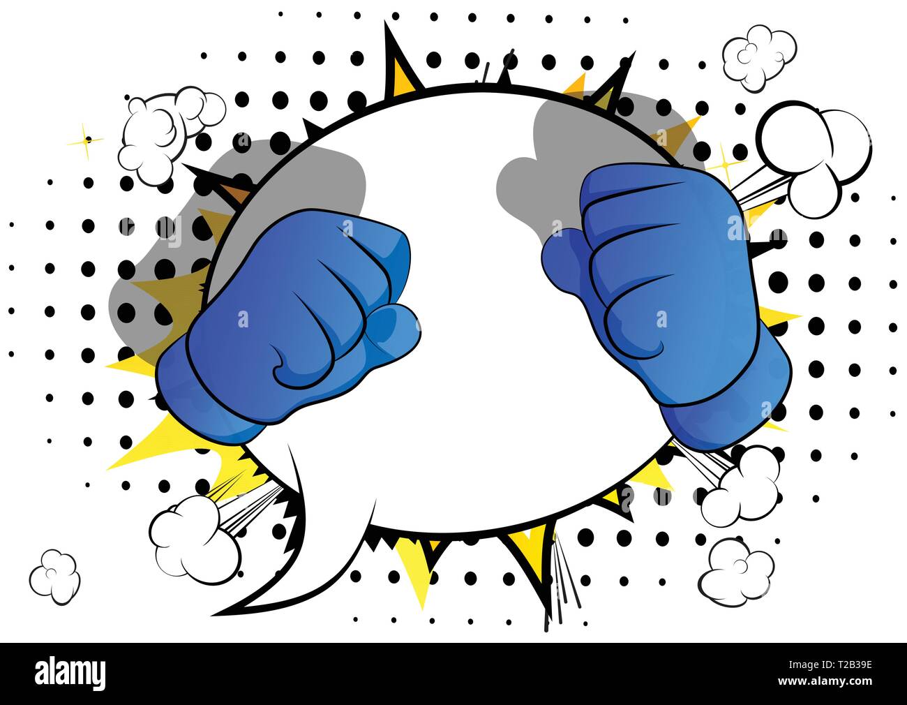 Vector cartoon hands ready to fight. Illustrated hand sign on comic ...