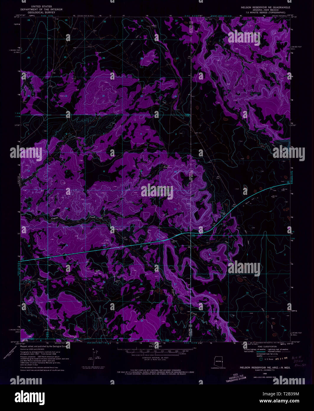 USGS TOPO Map Arizona AZ Nelson Reservoir NE 312606 1968 24000 Inverted ...