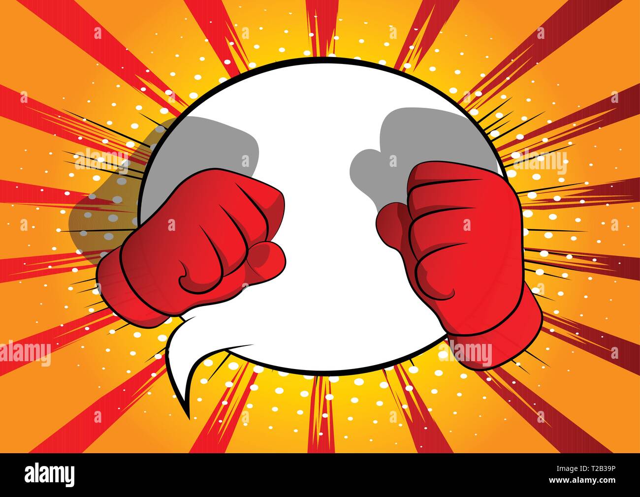 Vector cartoon hands ready to fight. Illustrated hand sign on comic ...