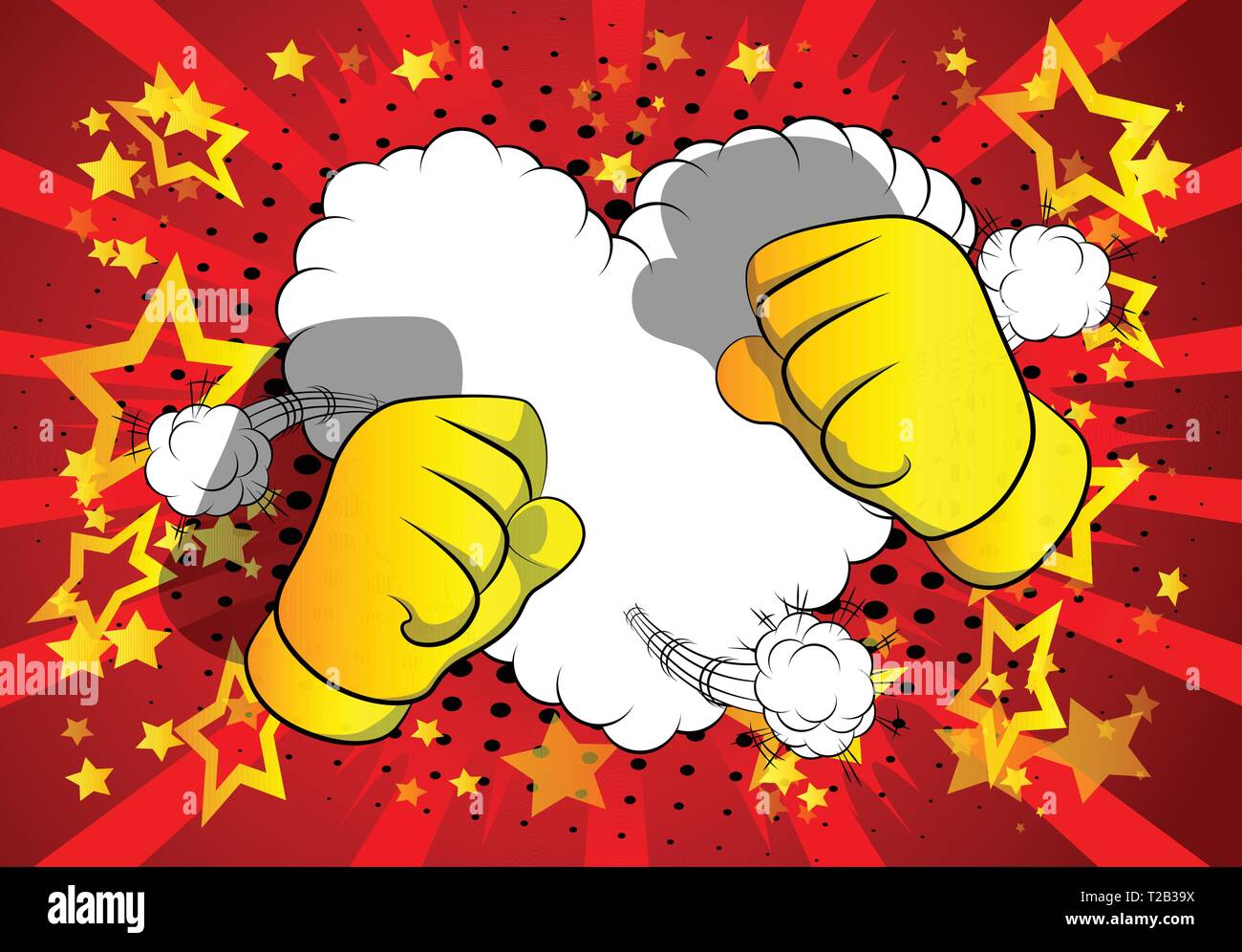 Vector cartoon hands ready to fight. Illustrated hand sign on comic ...