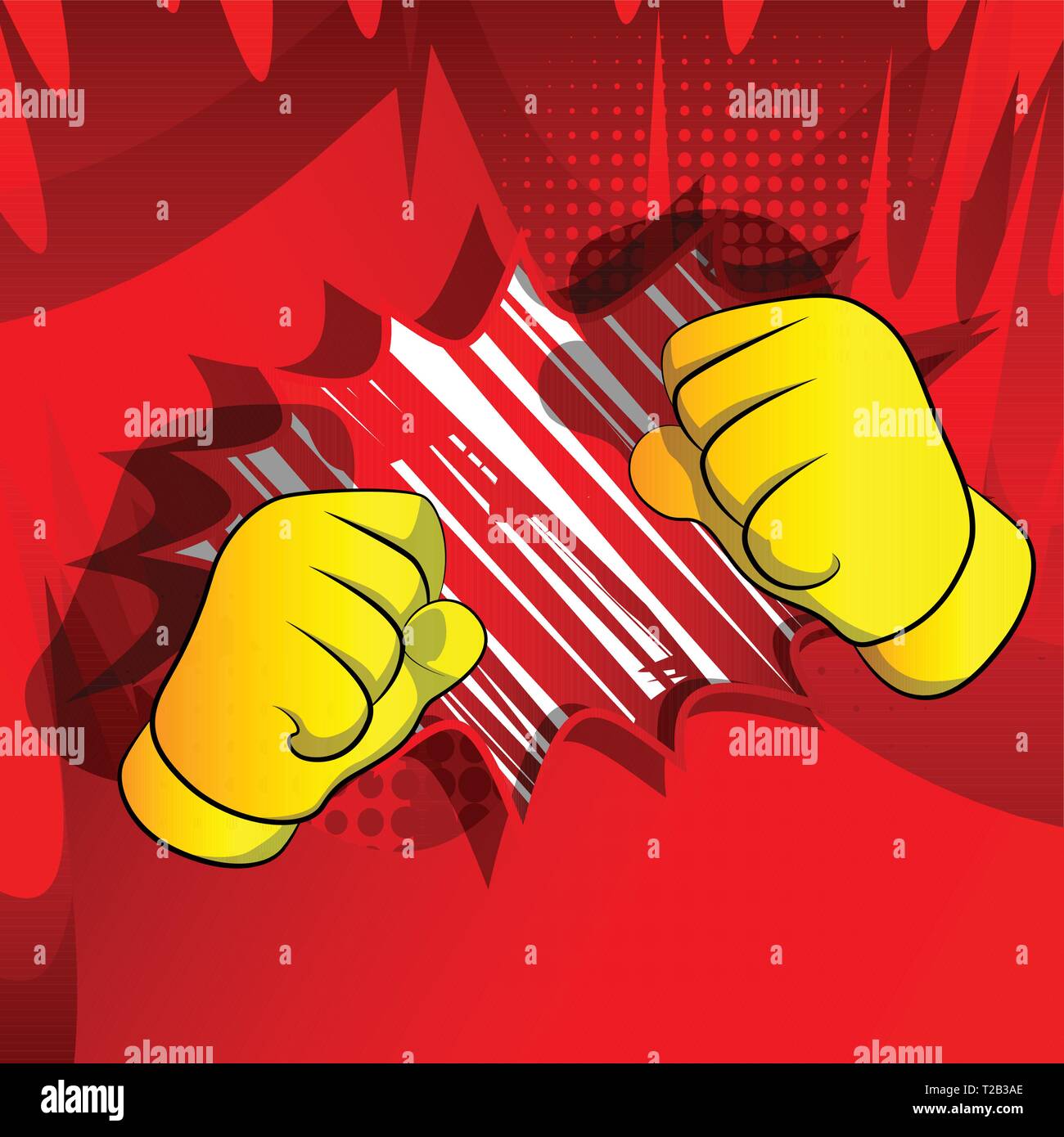 Vector cartoon hands ready to fight. Illustrated hand sign on comic ...