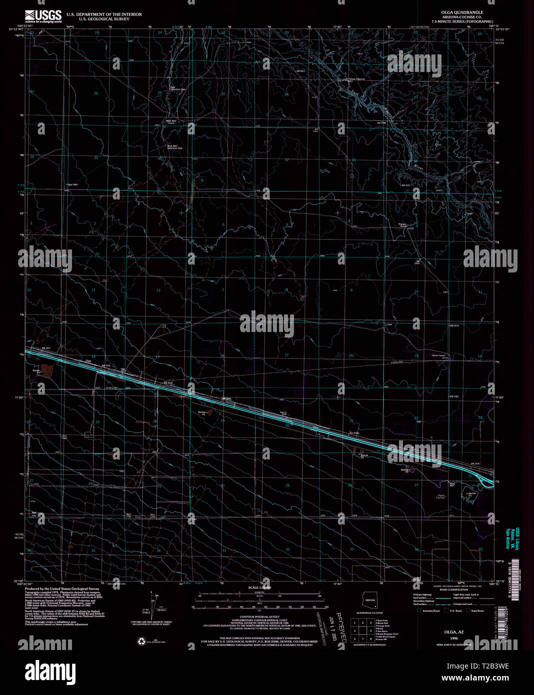 USGS TOPO Map Arizona AZ Olga 312703 1996 24000 Inverted Restoration ...
