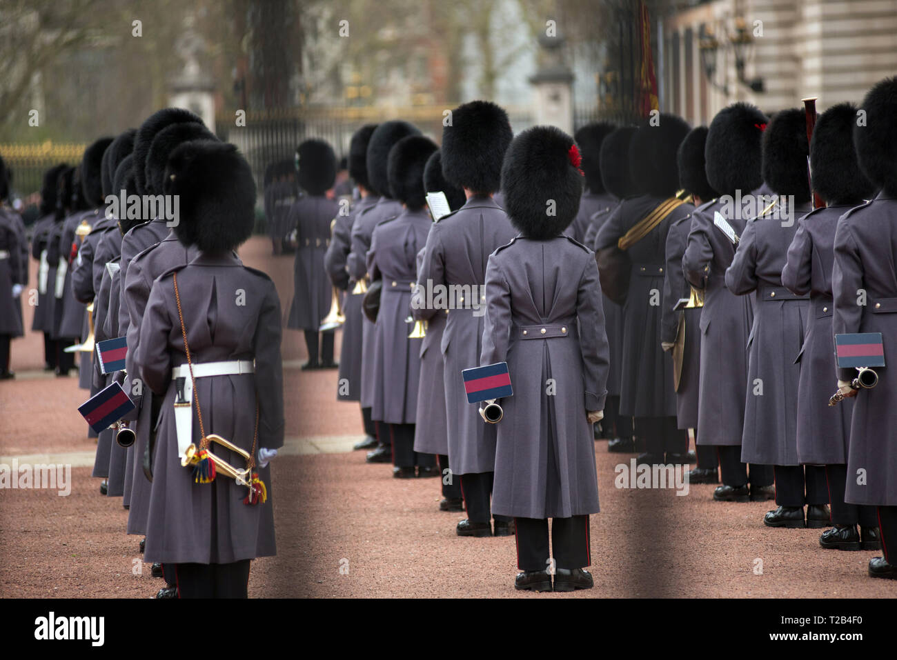 LONDON, UK - MARCH 22, 2019: The Royal Guards marching during the ...