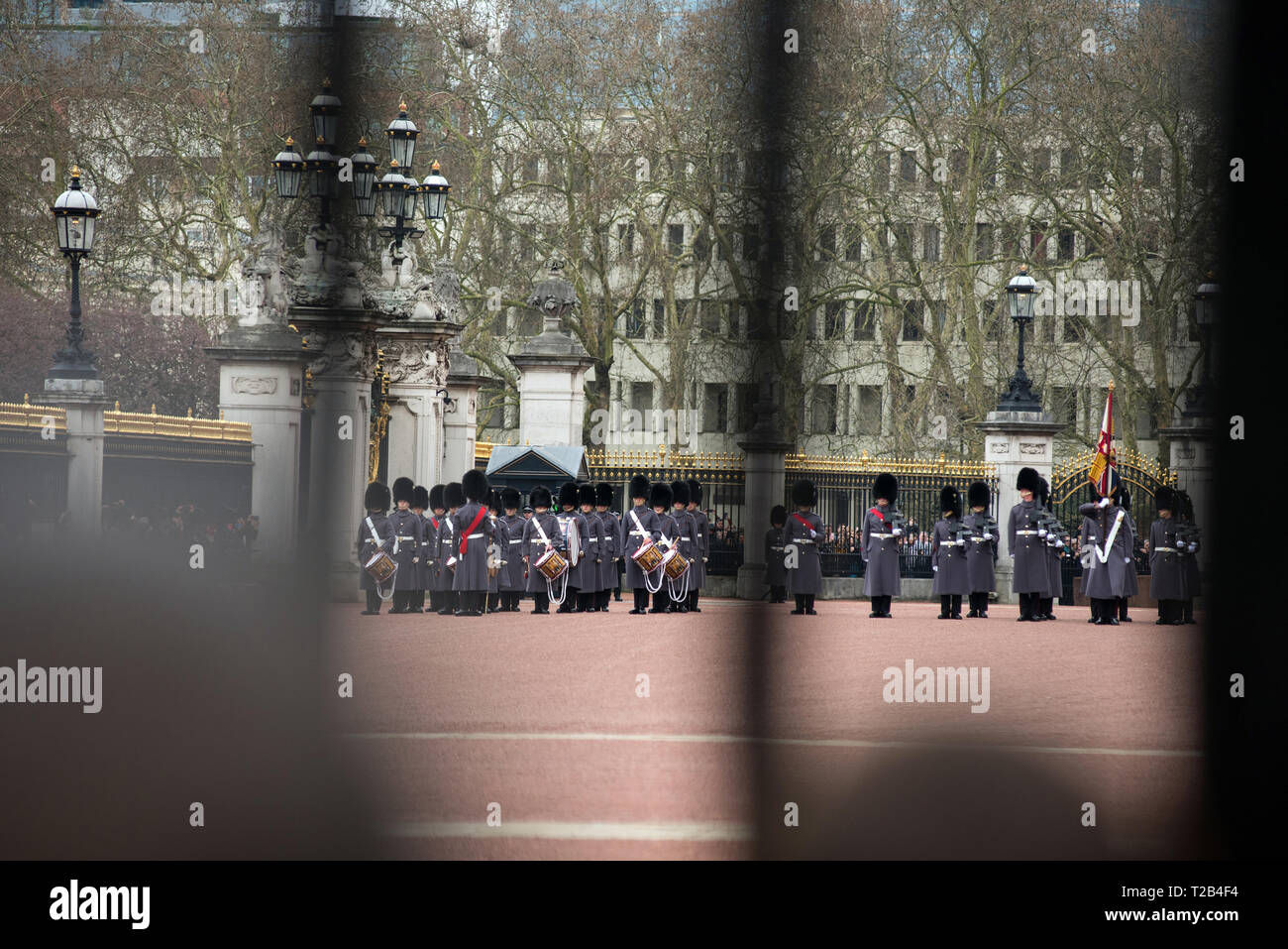 LONDON, UK - MARCH 22, 2019: The Royal Guards marching during the ...