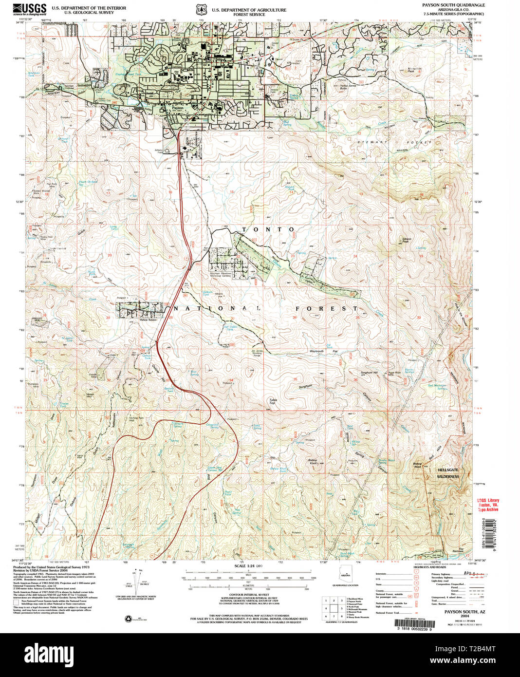 USGS TOPO Map Arizona AZ Payson South 312808 2004 24000 Restoration ...