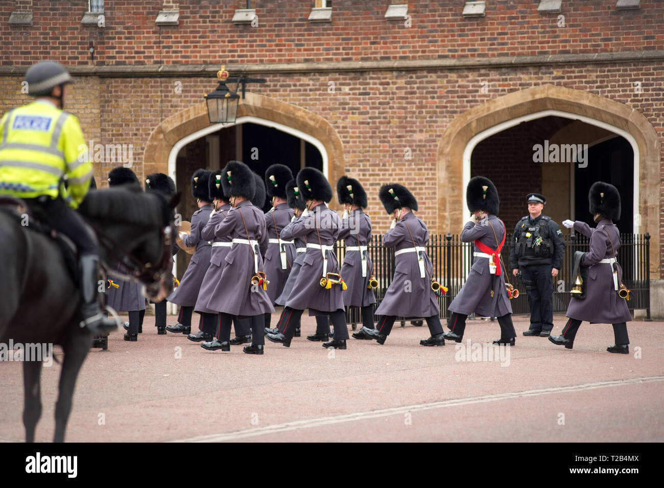 LONDON, UK - MARCH 22, 2019: Soldiers performing Changing the Guards ...