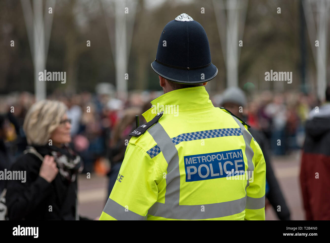 LONDON, UK - MARCH 22, 2019: Metropolitan Police Officer patrolling ...