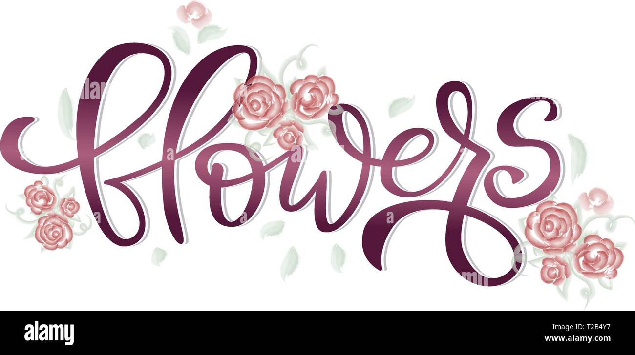 Flowers lettering card on white background Stock Vector Image & Art - Alamy