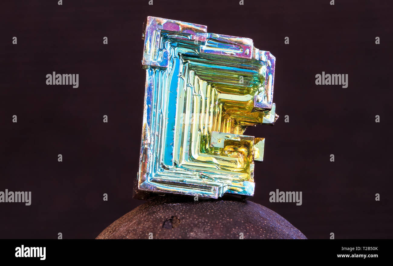 A bismuth crystal photographed up close in high detail Stock Photo - Alamy
