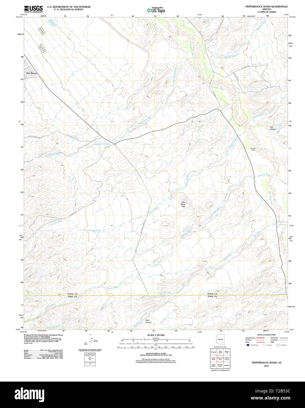 USGS TOPO Map Arizona AZ Peppersauce Wash 20111103 TM Restoration Stock ...