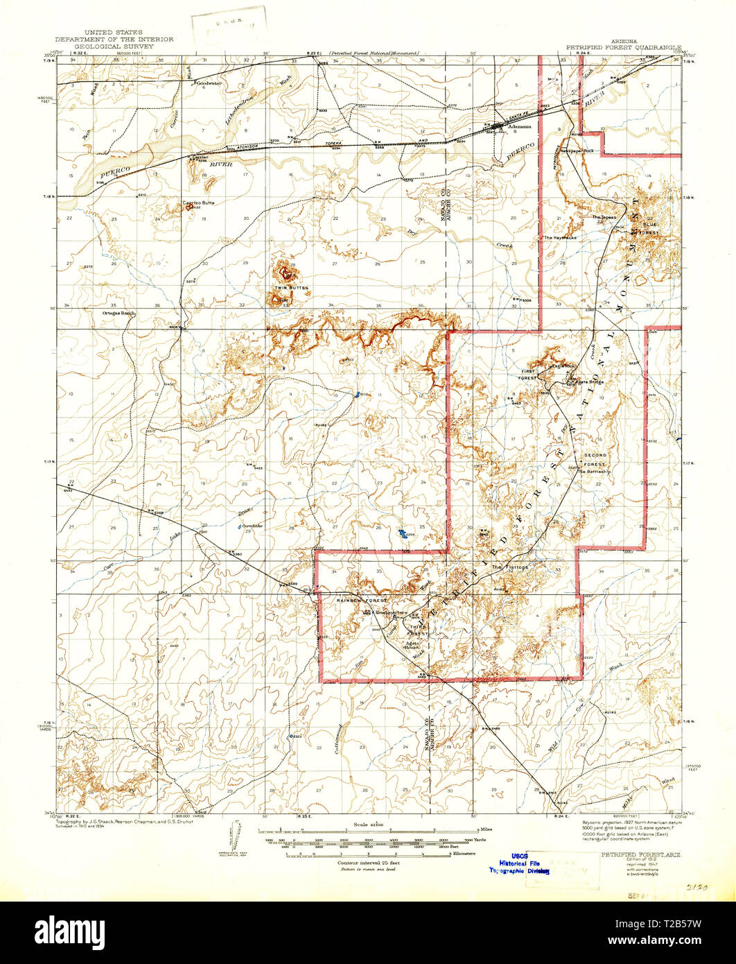 USGS TOPO Map Arizona AZ Petrified Forest 314893 1912 62500 Restoration ...