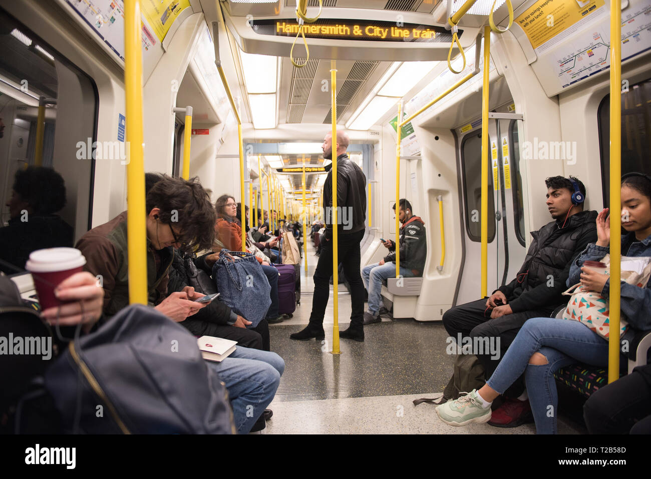LONDON, UK - MARCH 22, 2019: The London Underground has 11 lines ...