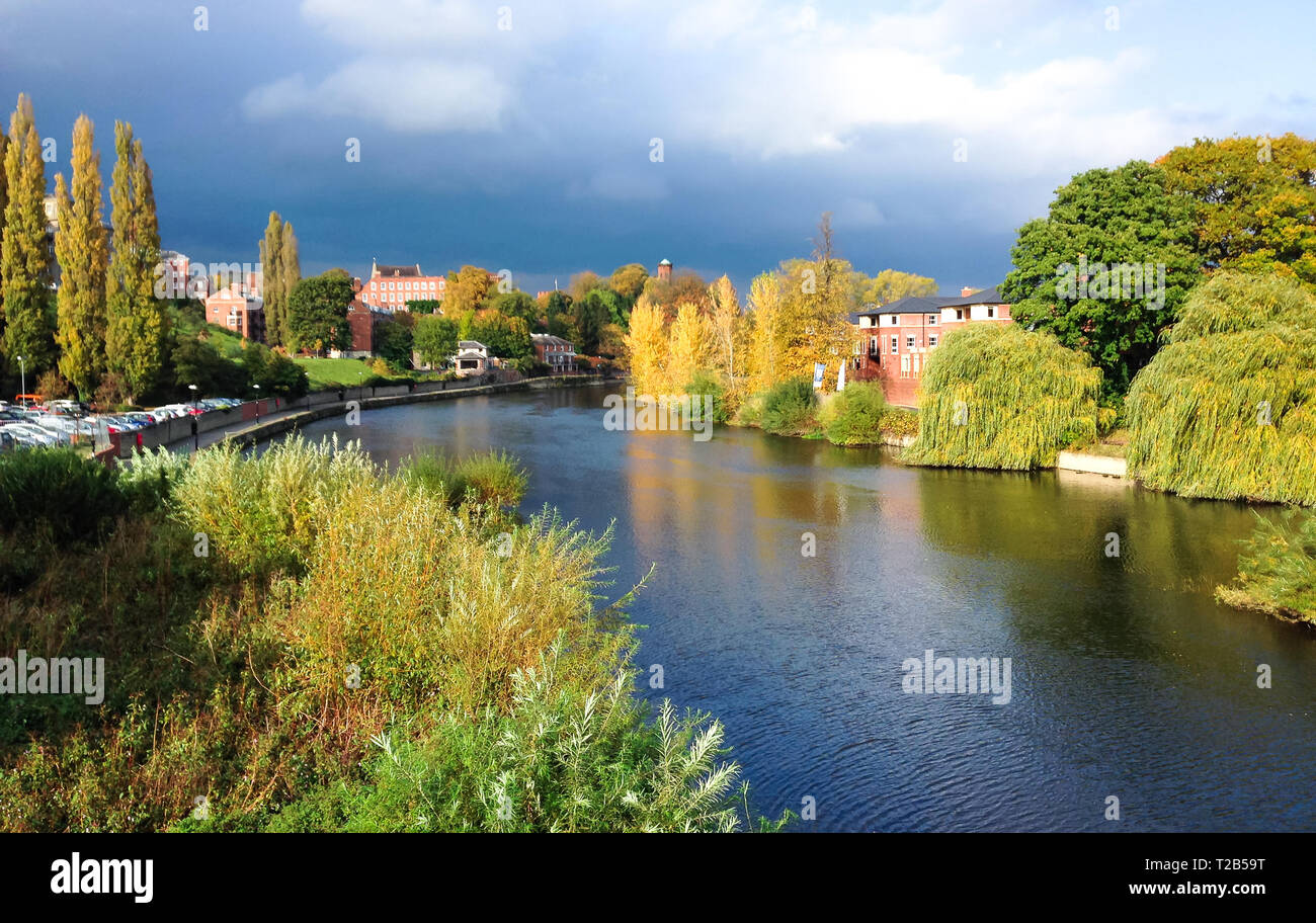 The River Severn passing through Shrewsbury in Shropshire, England ...