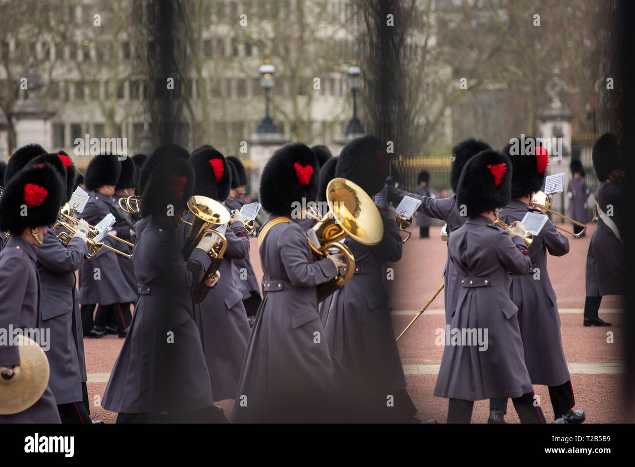 LONDON, UK - MARCH 22, 2019: The Royal Guards marching during the ...
