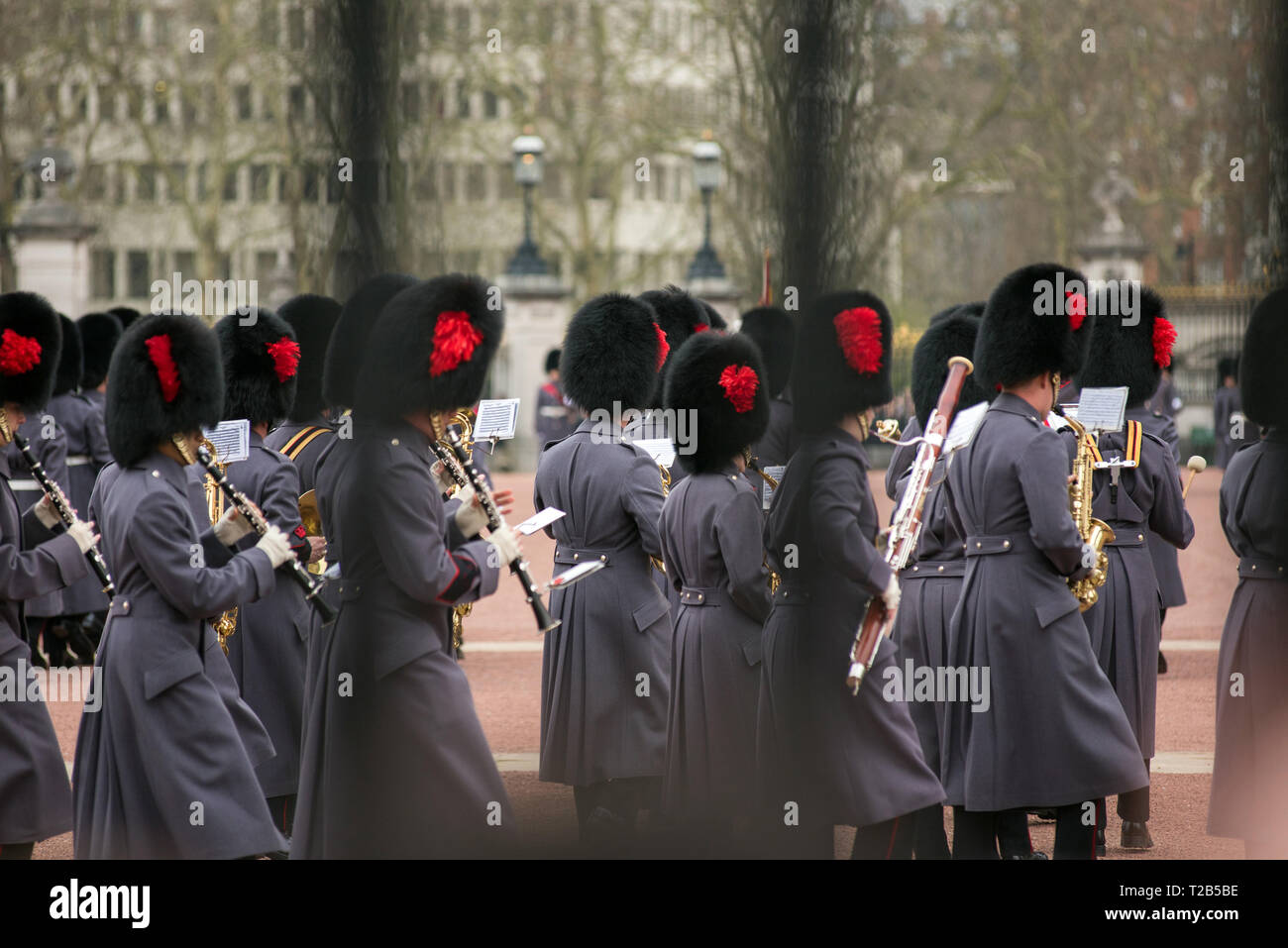 LONDON, UK - MARCH 22, 2019: The Royal Guards marching during the ...