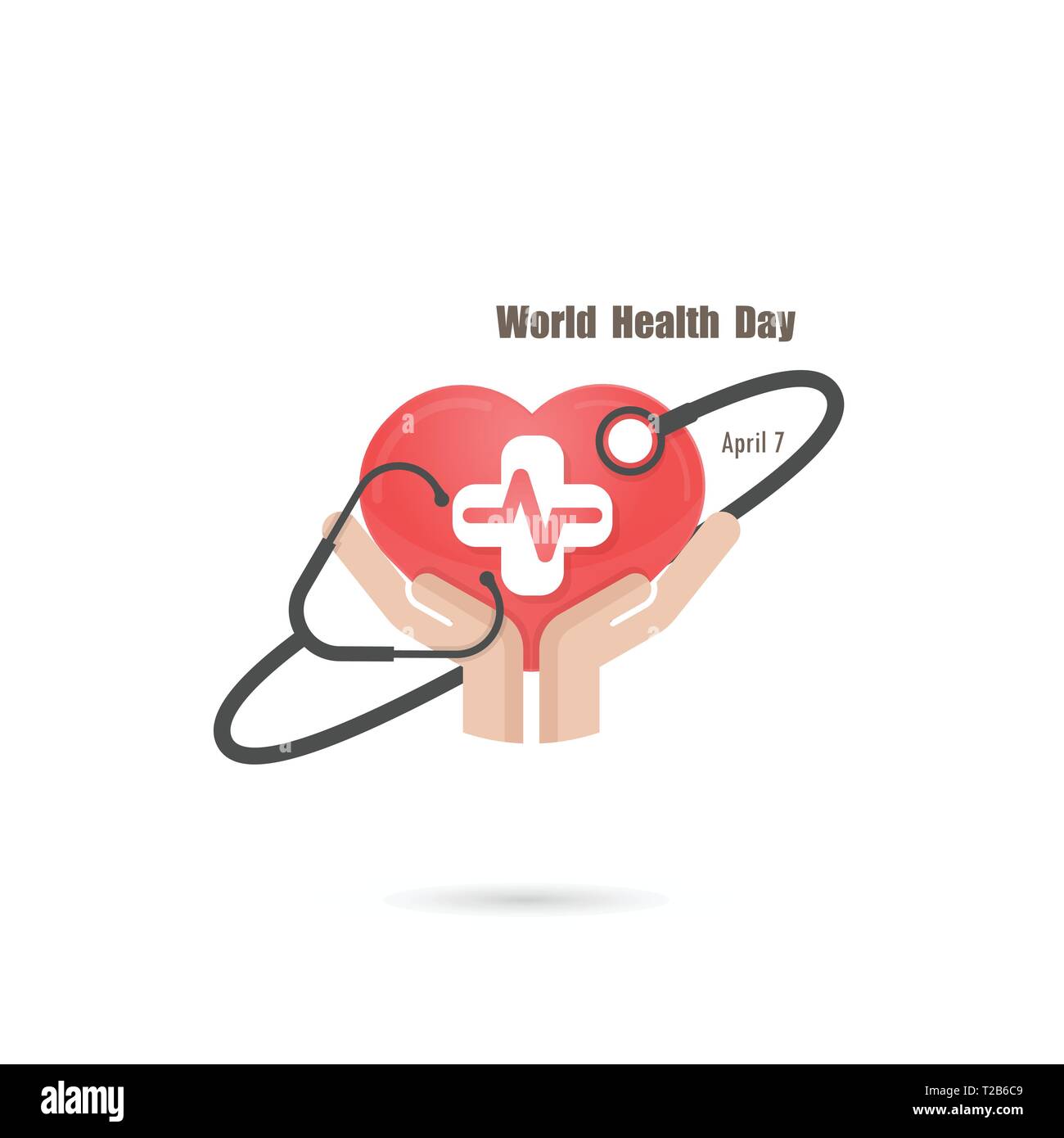 Human hand and stethoscope icon with heart shape vector logo design ...