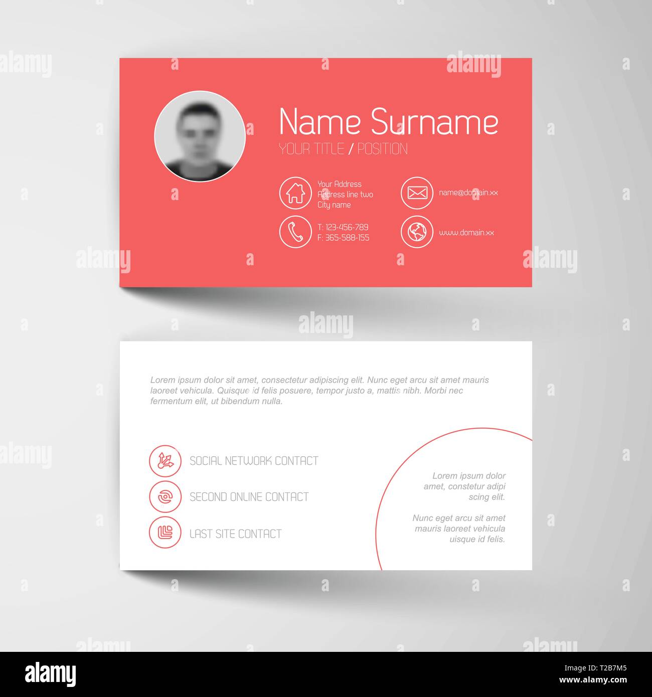 Modern simple light business card template with flat user interface ...