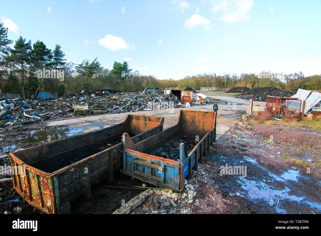 Large dumpsters (or garbage containers or rubbish skips) at the ...