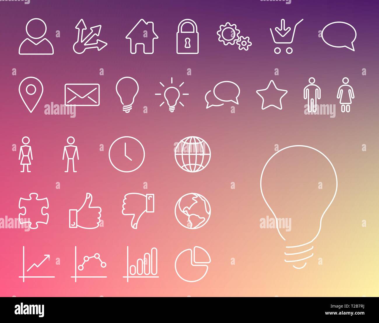 Vector simple Modern minimalistic thin icon collection Stock Vector ...