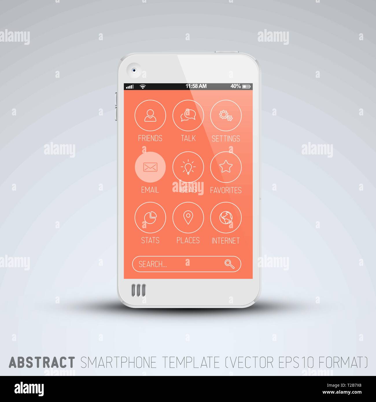 Modern mobile phone template with flat user interface (UI Stock Vector ...