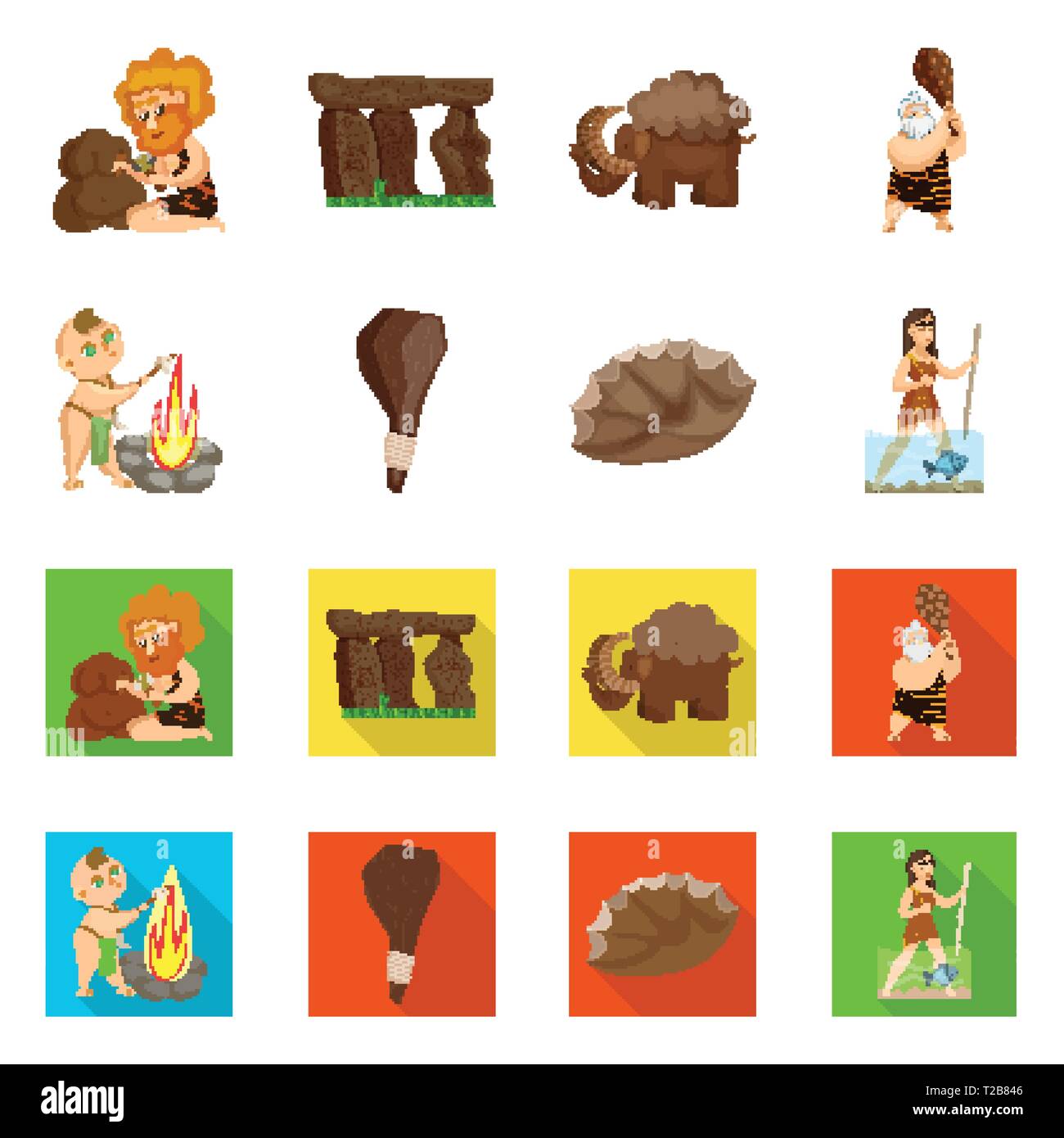 man,stone,mammoth,kid,cudgel,flint,woman,primeval,monolith,animal ...