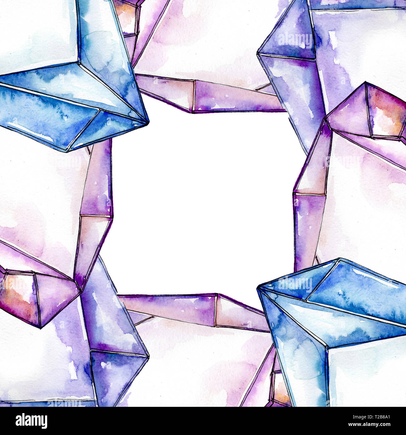 Colorful diamond rock jewelry minerals. Watercolor crystal stone ...