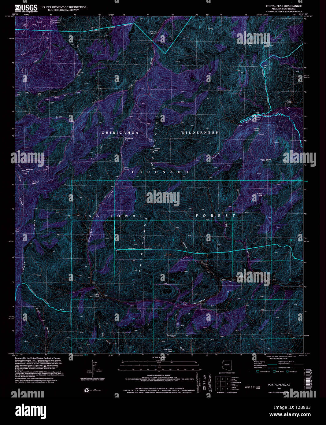 USGS TOPO Map Arizona AZ Portal Peak 312962 1997 24000 Inverted ...