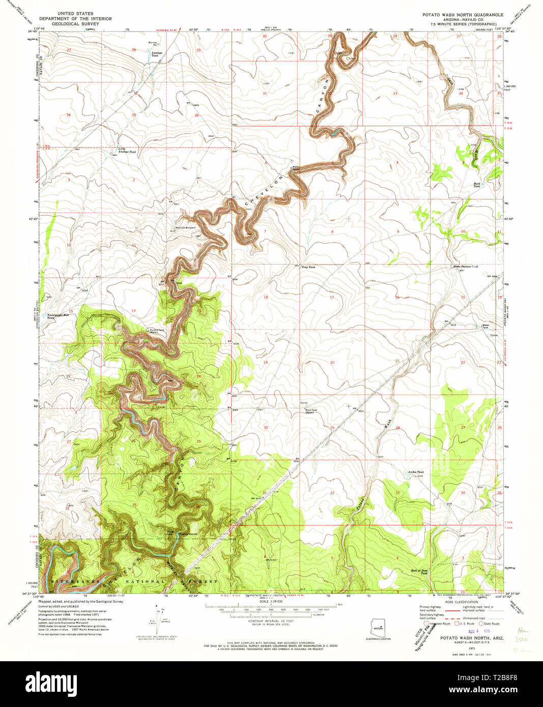 USGS TOPO Map Arizona AZ Potato Wash North 312967 1971 24000 ...
