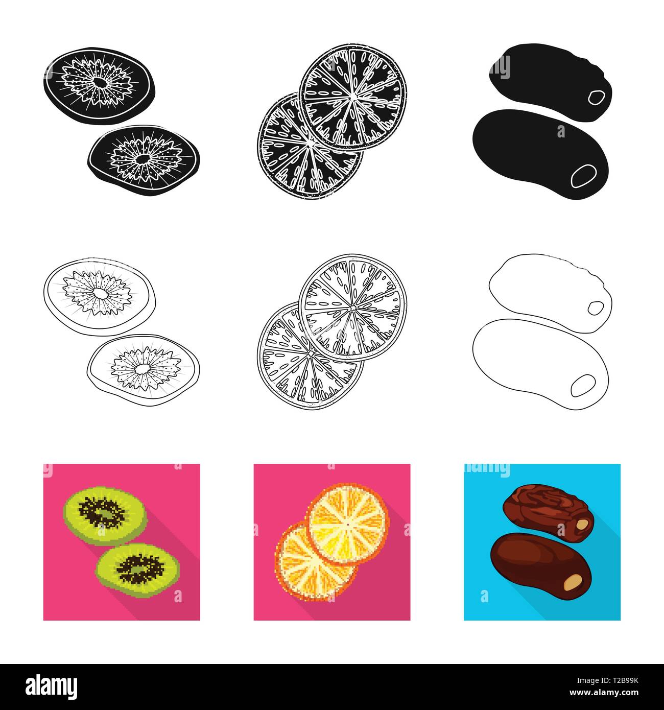 Vector illustration of food and raw symbol. Set of food and nature ...
