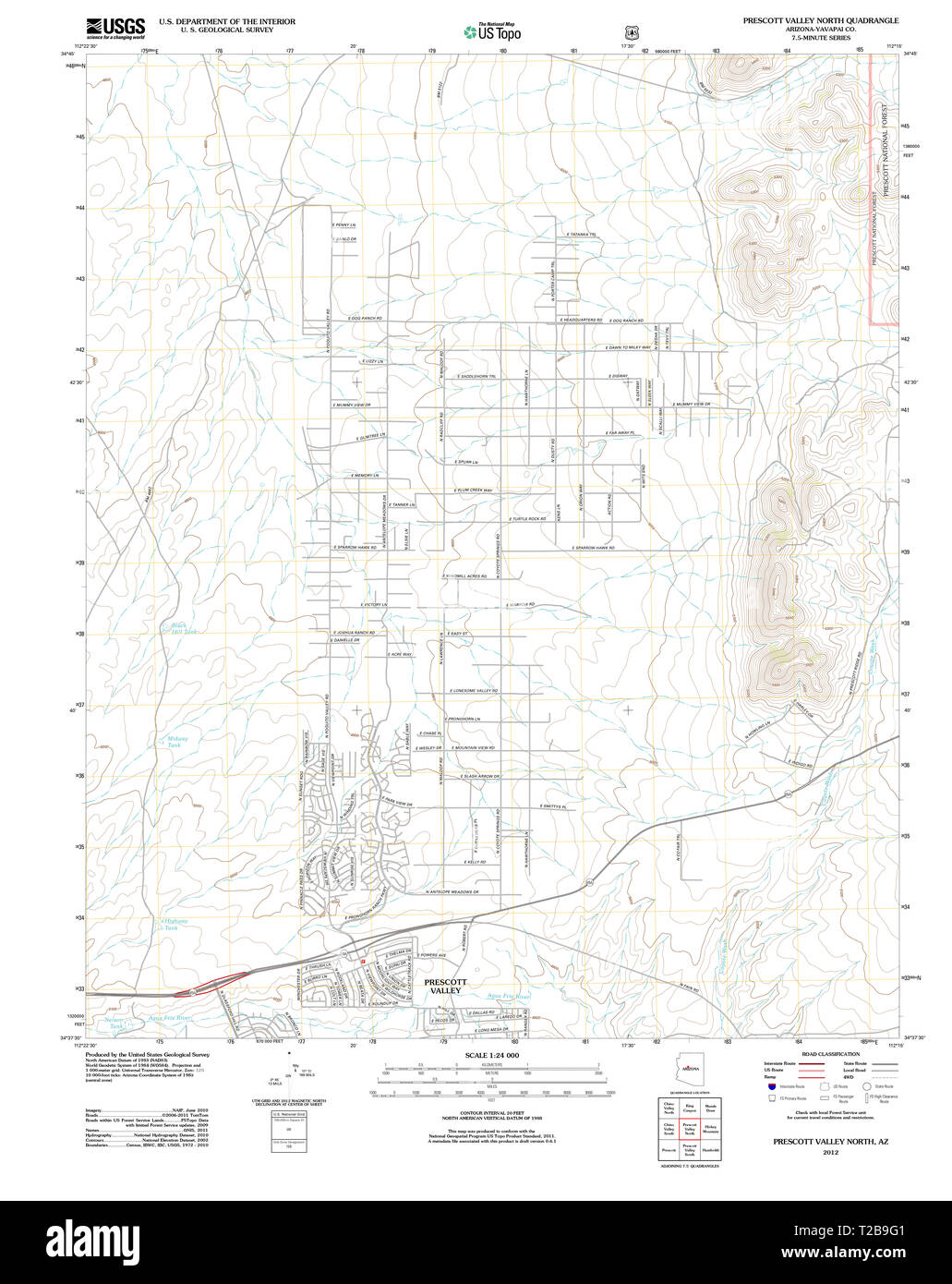 USGS TOPO Map Arizona AZ Prescott Valley North 20120518 TM Restoration ...