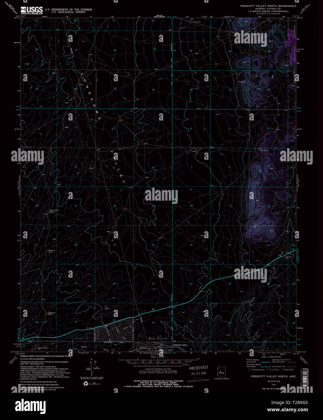 USGS TOPO Map Arizona AZ Prescott Valley North 312988 1973 24000 ...