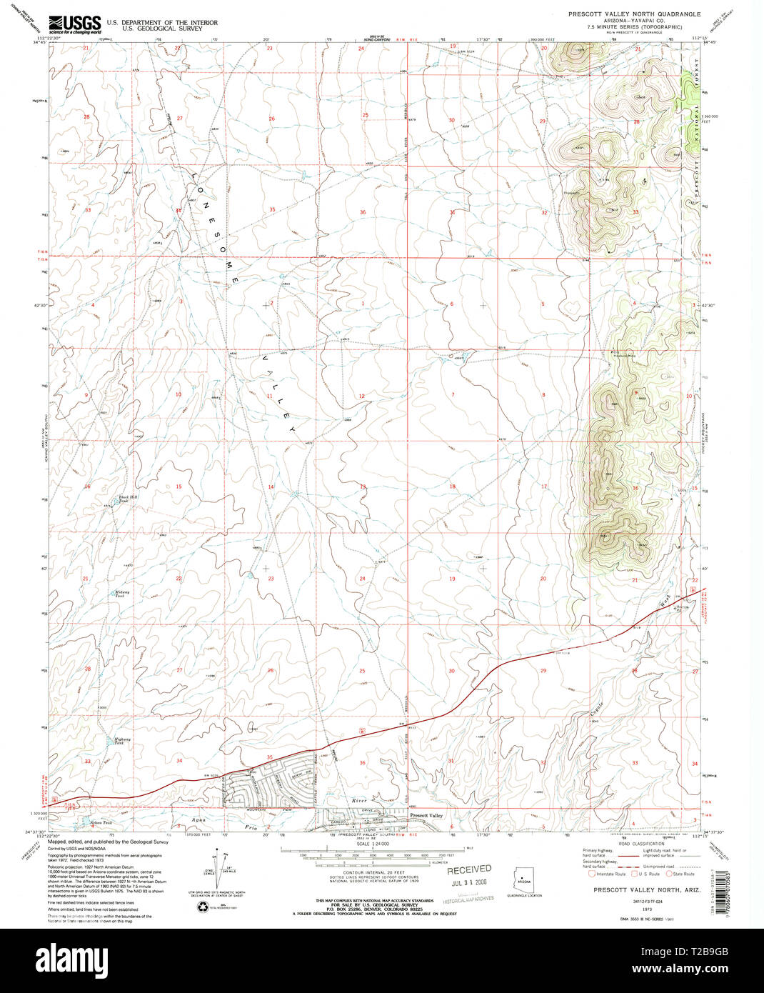 USGS TOPO Map Arizona AZ Prescott Valley North 312988 1973 24000 ...