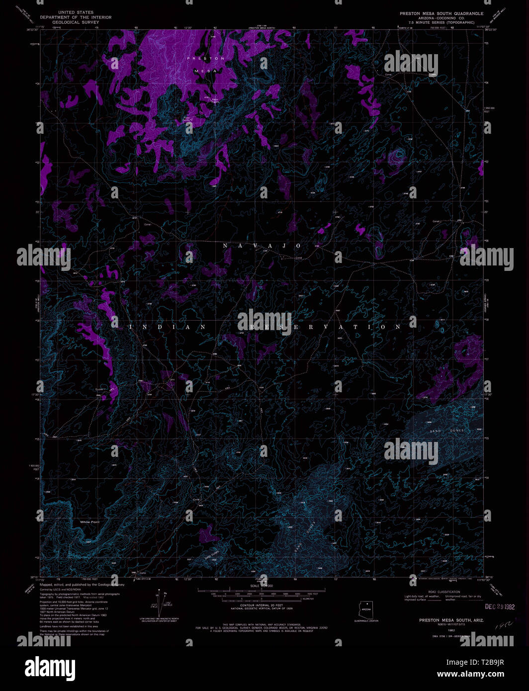USGS TOPO Map Arizona AZ Preston Mesa South 312993 1982 24000 Inverted ...