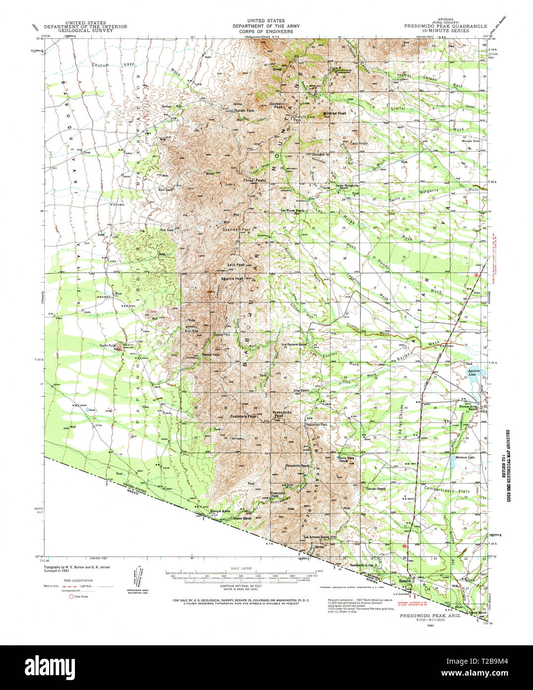 USGS TOPO Map Arizona AZ Presumido Peak 314929 1941 62500 Restoration ...