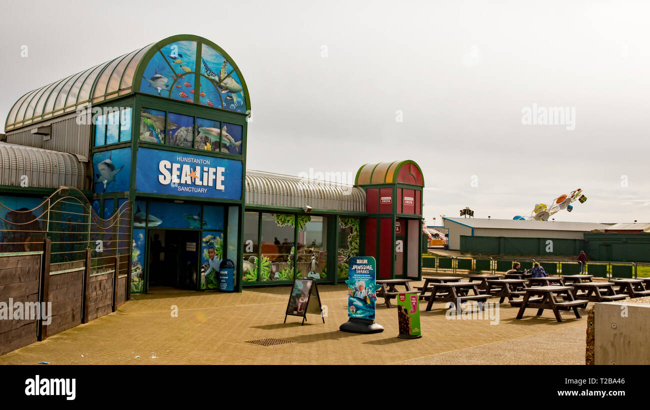 Hunstanton, England. 23 March 2019. The exterior of the Sea life centre ...