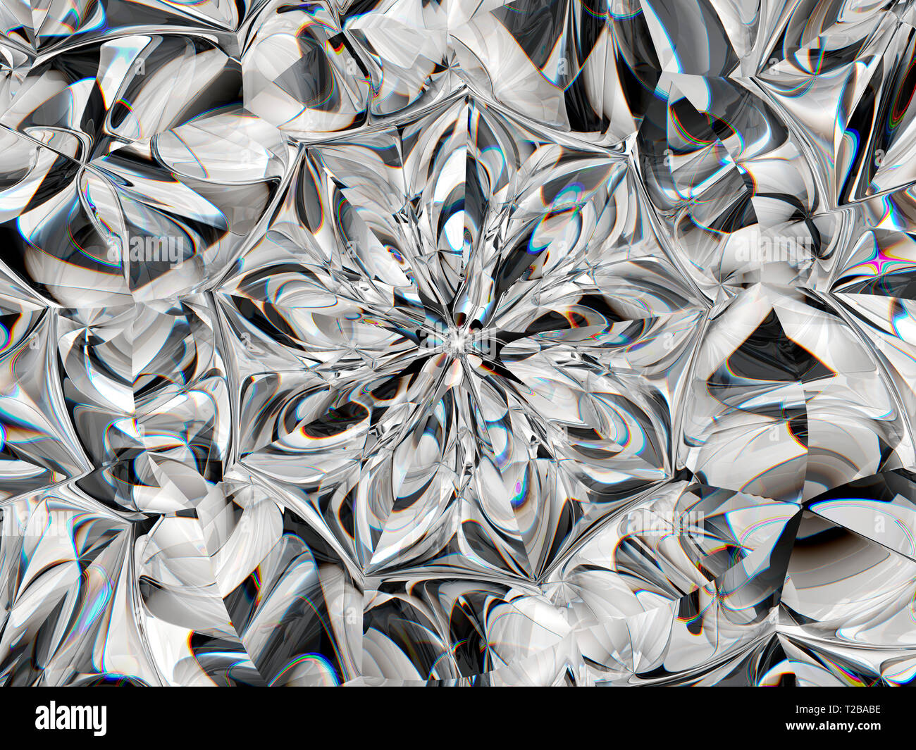 Abstract Gemstone or diamond texture closeup and kaleidoscope. 3d ...