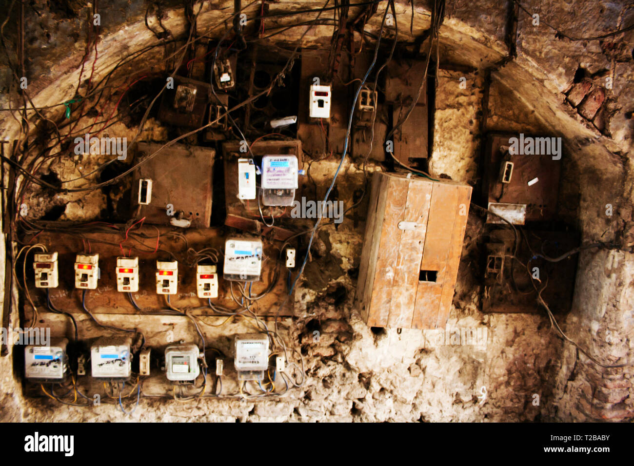 Old electricity switch boxes in Wadas of Pune, India Stock Photo - Alamy