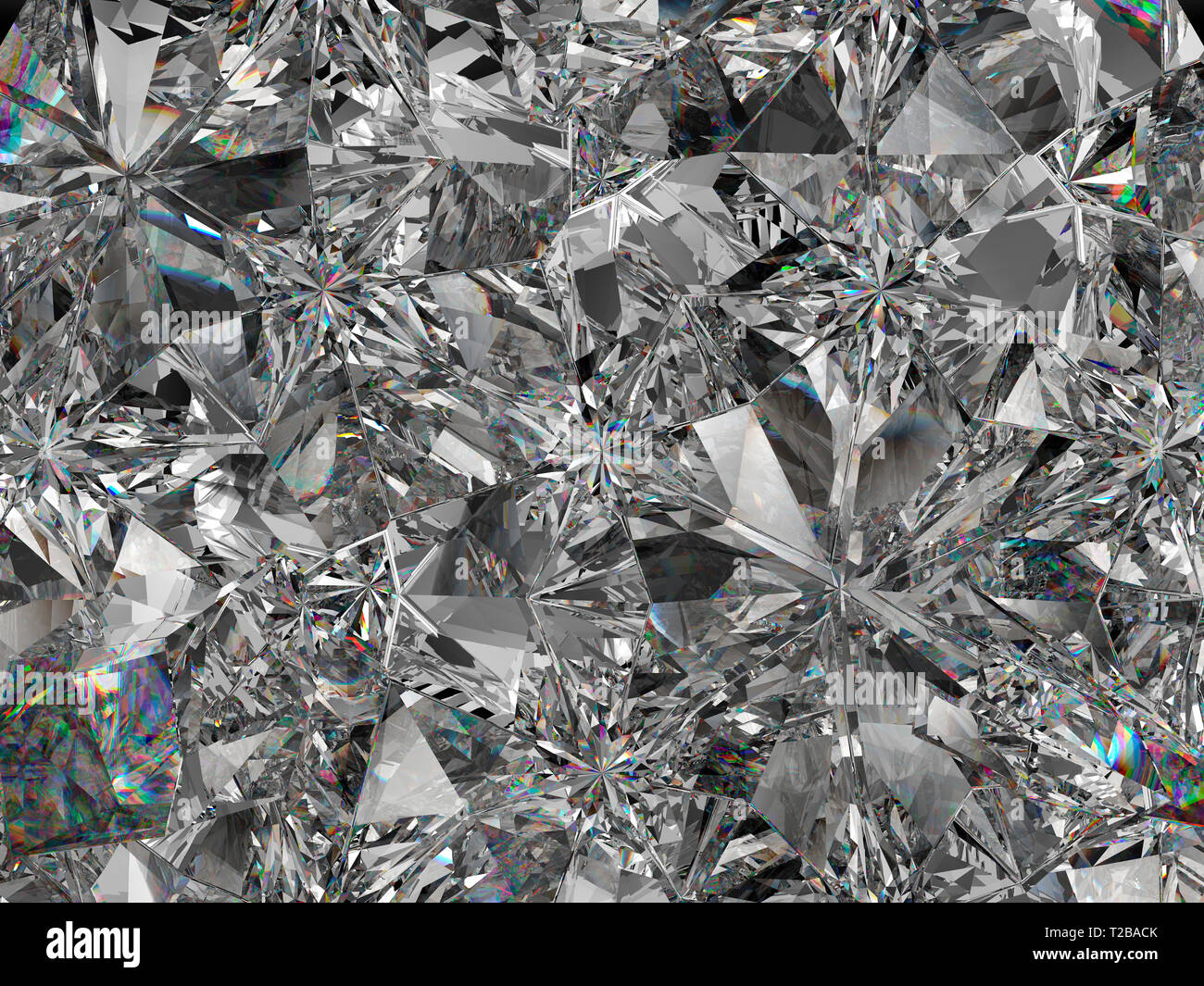 diamond structure extreme closeup and kaleidoscope. top view of round ...