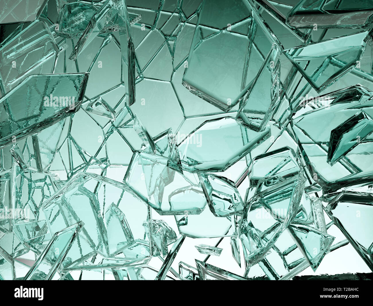 Pieces of transparent glass broken or cracked, 3d illustration; 3d ...