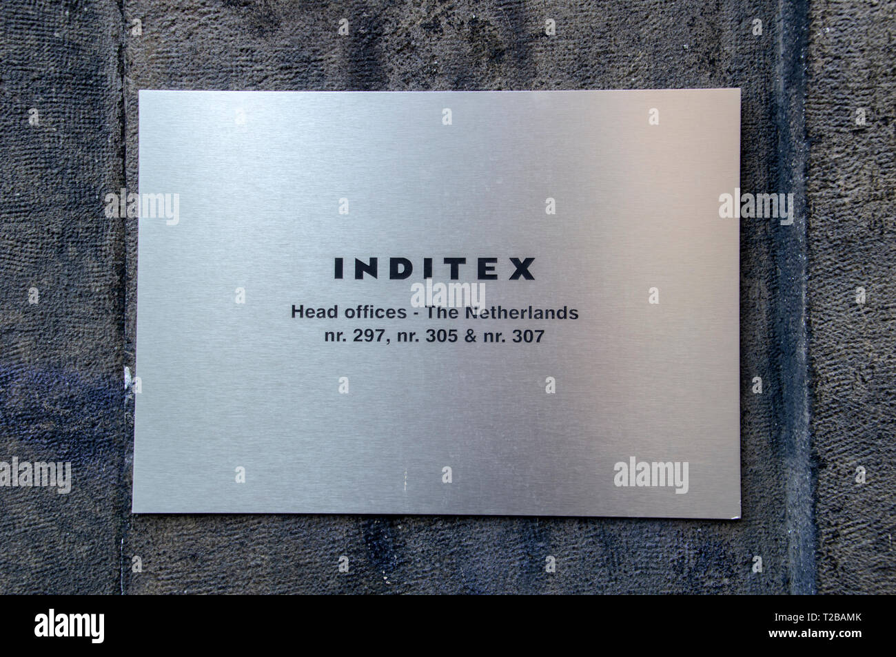 Sign Inditex Head Offices At Amsterdam The Netherlands 2018 Stock Photo ...