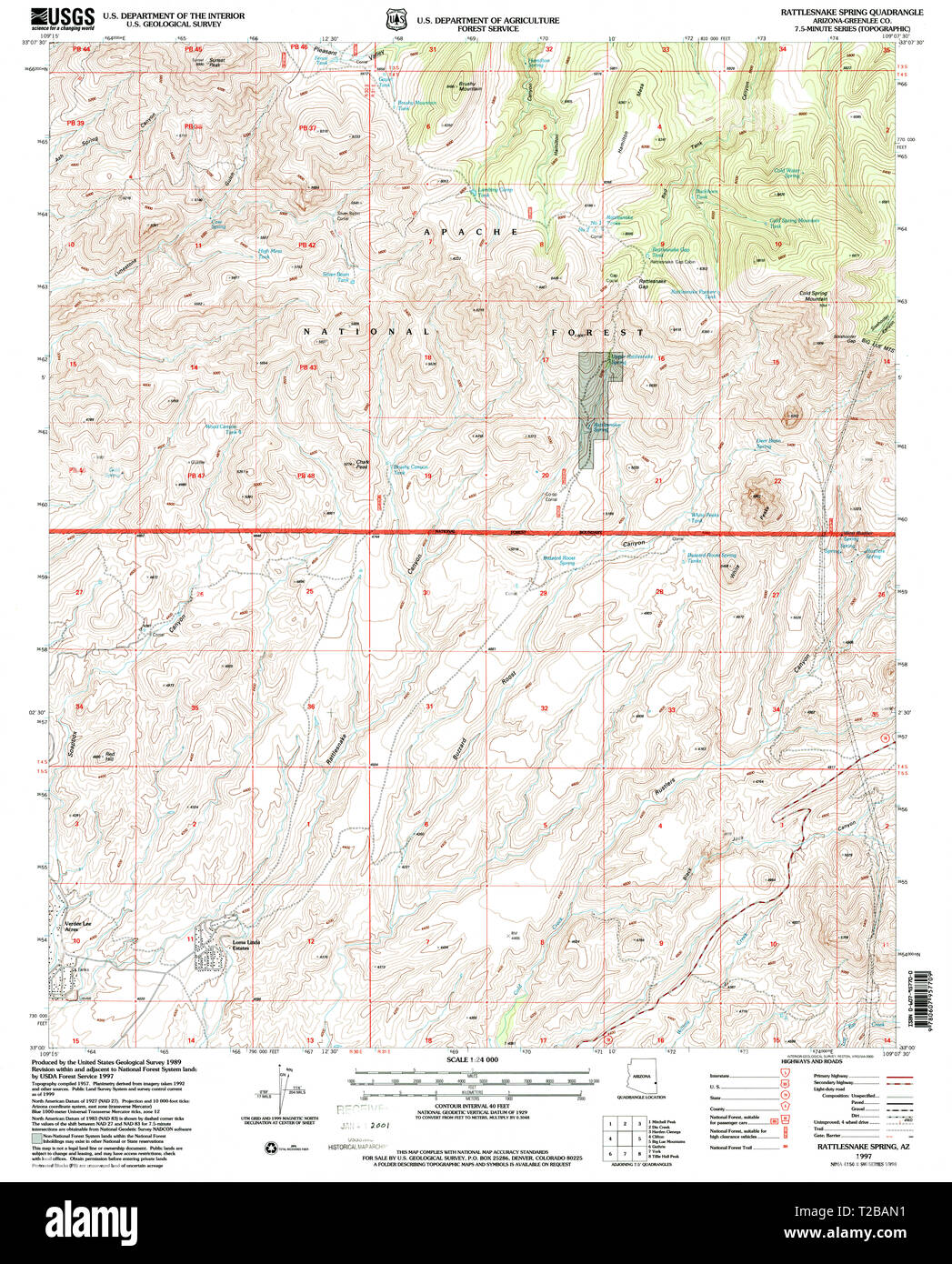 USGS TOPO Map Arizona AZ Rattlesnake Spring 313035 1997 24000 ...