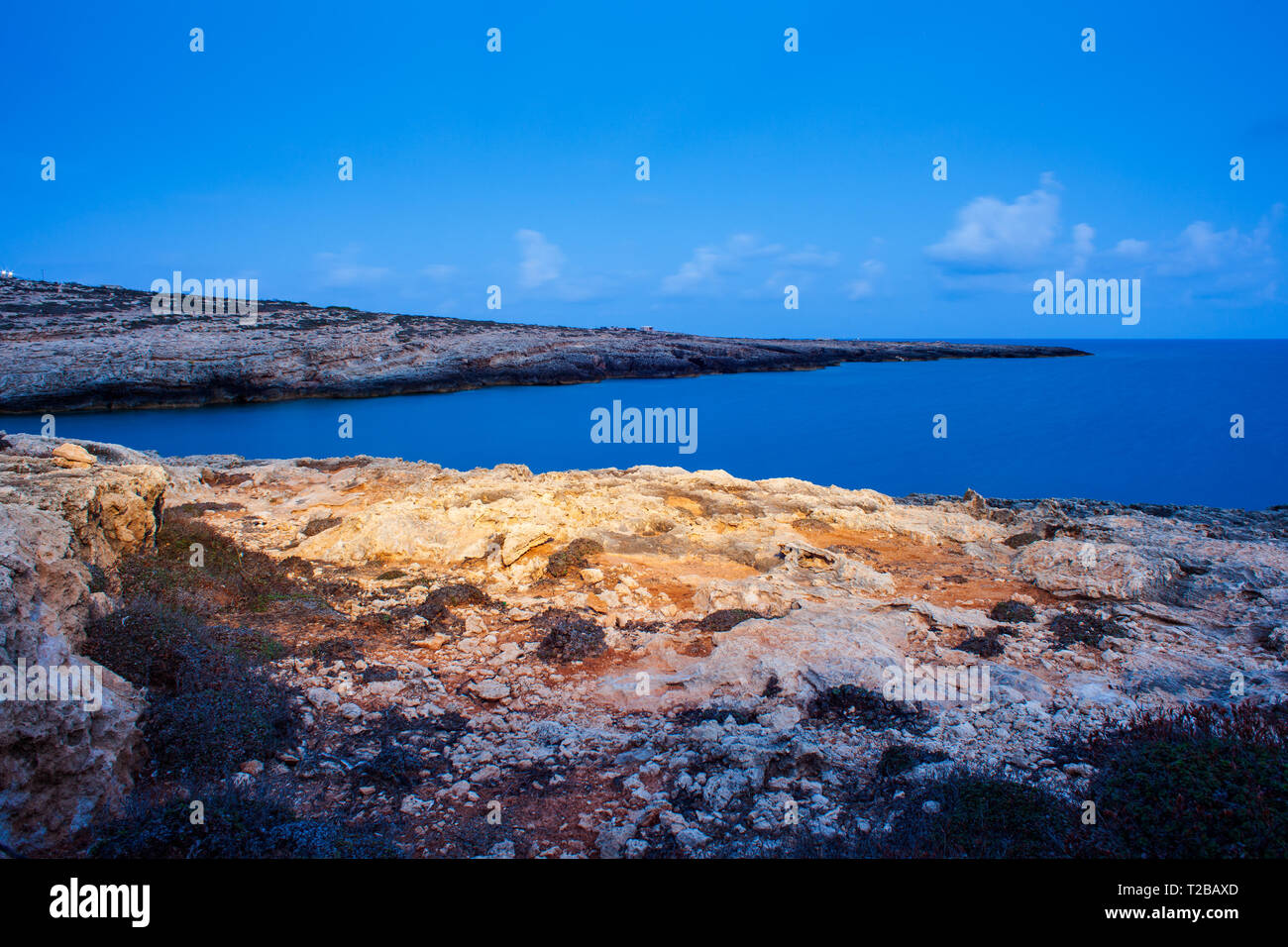 Night view of Cala Greca in Lampedusa. Captured with Light Painting ...