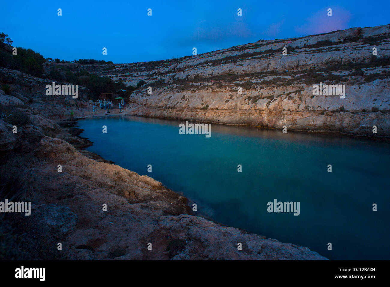 Night view of Cala Greca in Lampedusa. Captured with Light Painting ...