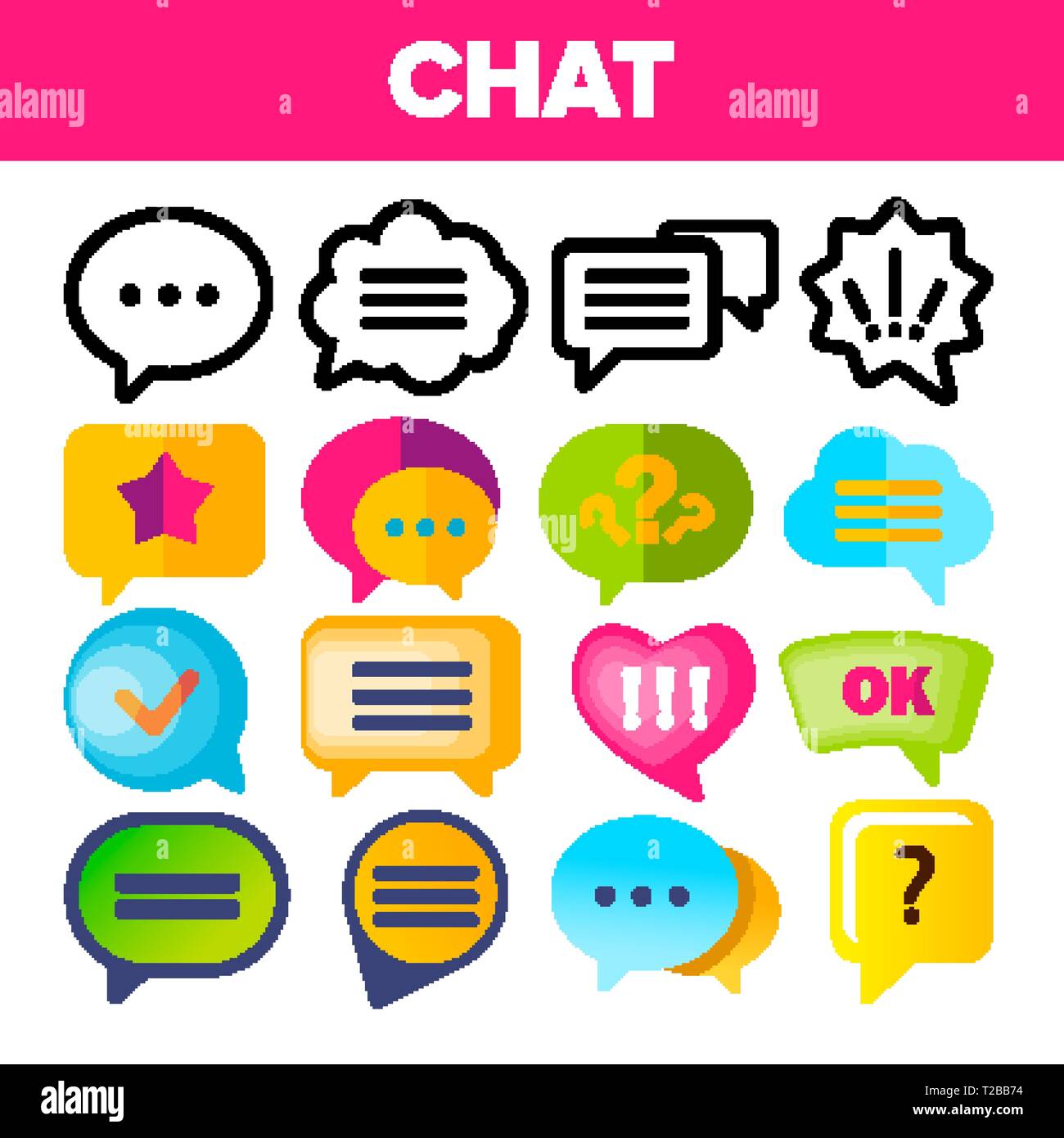 Speech Bubble Icon Set Vector. Chat Dialog Conversation Speech Bubbles Icons. App Pictogram ...