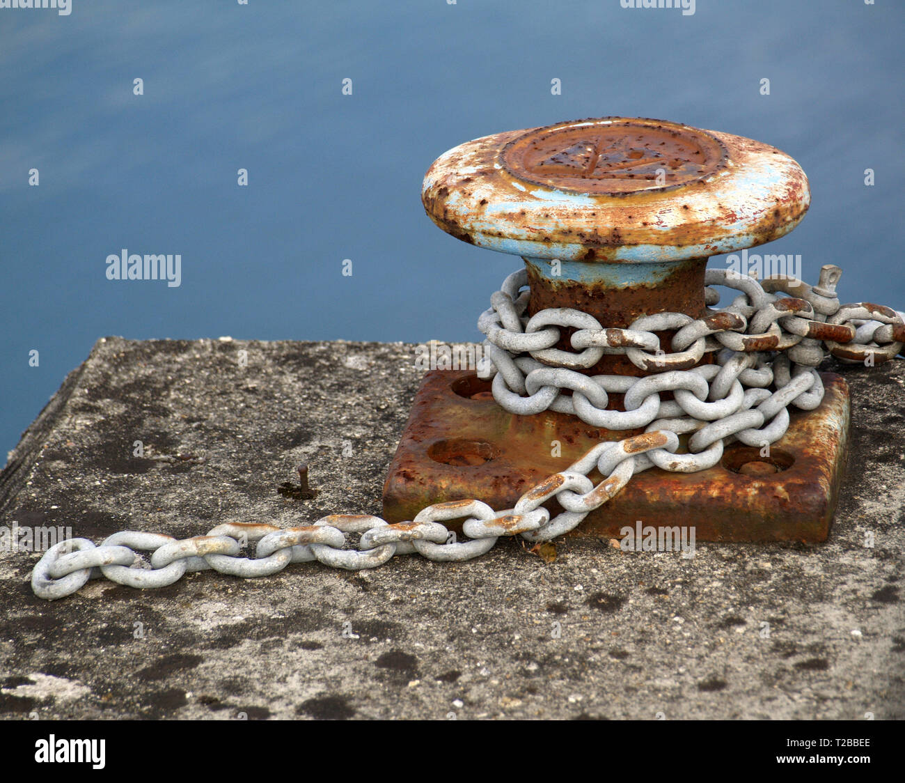 Rusty metal permanent mooring at Hythe Marina, Southampton, Hampshire ...